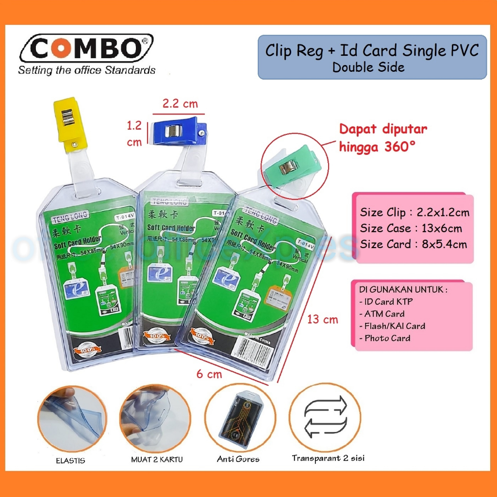 Jual ID Card Clip Plastik / Id Card Set / Name Tag / ID Card Plate ...