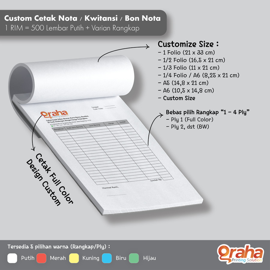 Jual Cetak Nota / Kwitansi / Bon Nota / Nota Laundry / Cetak 1 Rim ...