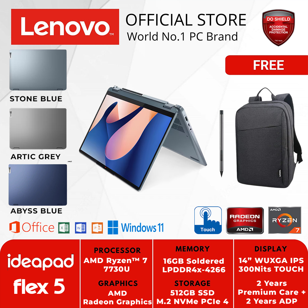 Jual LENOVO IDEAPAD FLEX 5 14ABR8 AMD RYZEN 7-7730U 16GB 512GB W11+OHS ...