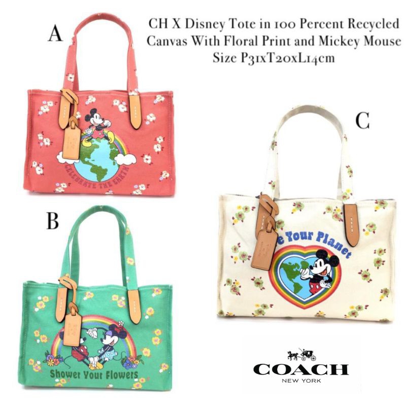 Jual COACH X Disney Tote in 100 Percent Recycled Canvas With Floral ...