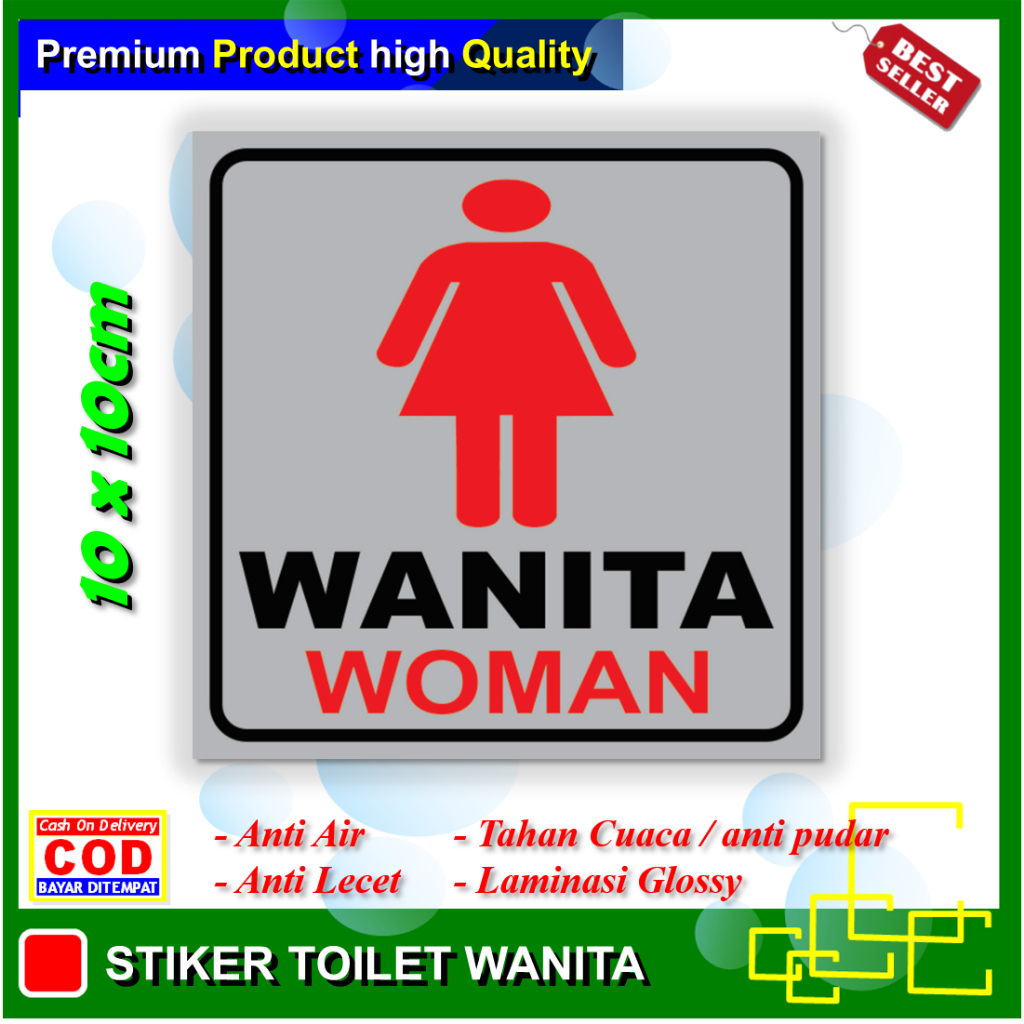 Jual Stiker toilet wanita woman kotak sticker kamar mandi perempuan ...