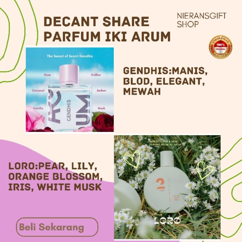 Jual IKI ARUM PARFUM GENDHIS (DECANT/SHARE IN JAR) GENDHIS &LORO ...
