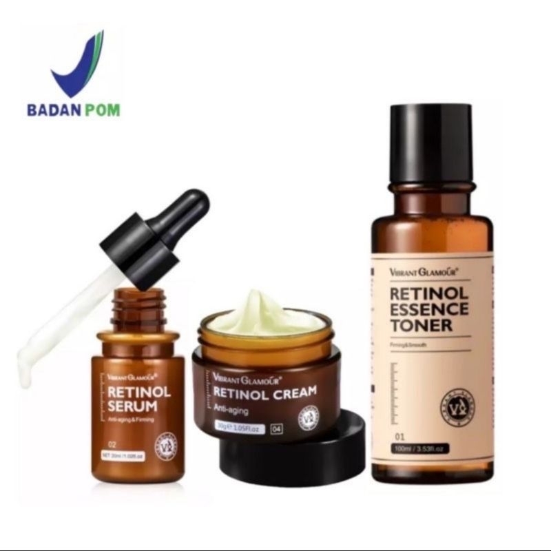 Jual Vibrant Glamour Paket Retinol 3in1 (toner,serum,cream) 3 pcs ...