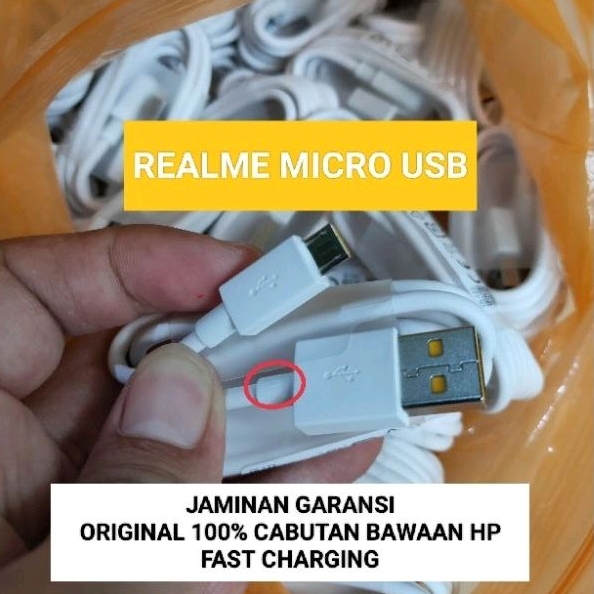 Jual Kabel Data Micro USB REALME Original 100% COPOTAN Bawaan HP Mikro Fast Charging | Shopee ...
