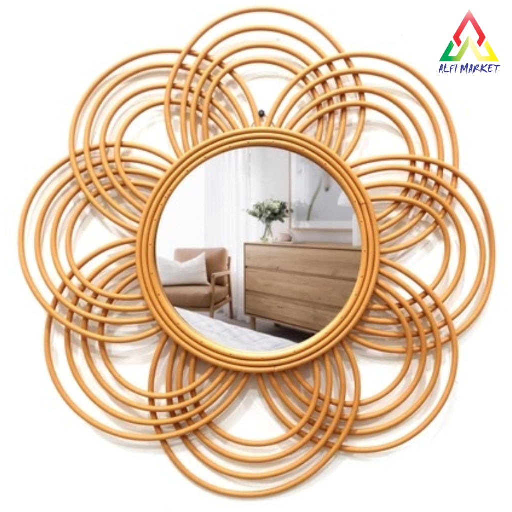 Jual Dekorasi Cantik Cermin Dinding Minimalis / Cermin Rotan Sintetic ...