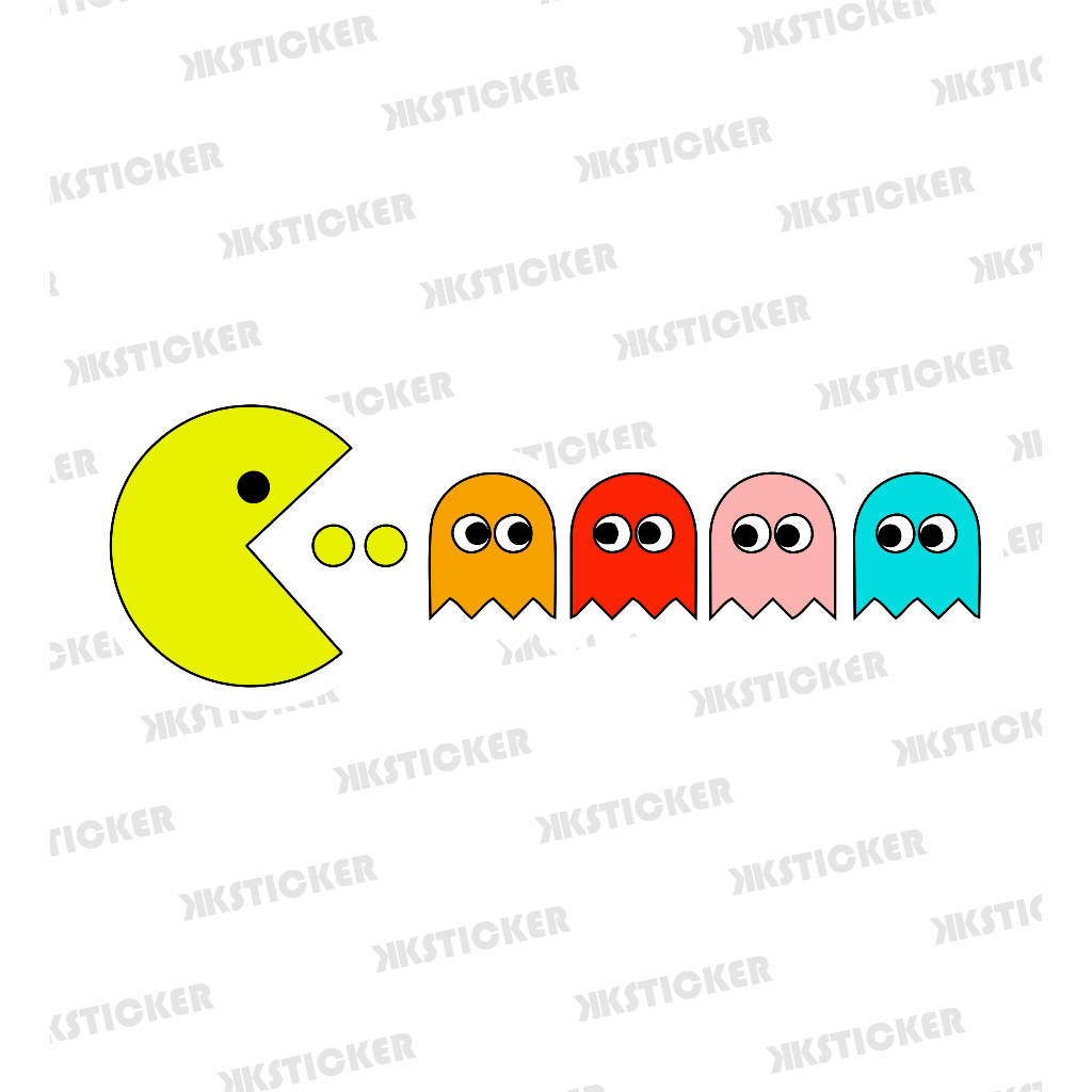 Jual Sticker Pacman | Stiker Vinyl Anti air + Laminasi | Shopee Indonesia