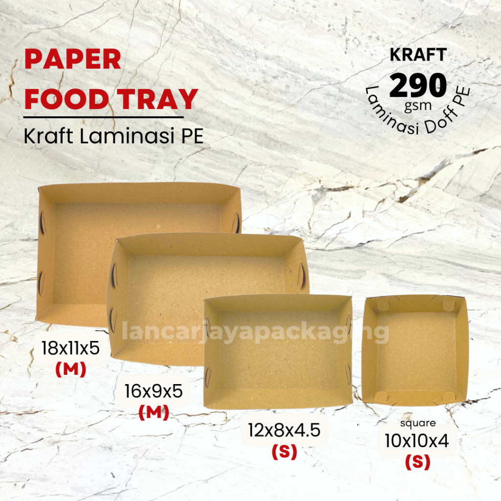 Jual Paper Food Tray Piring Kertas Kraft Tempat Wadah Makanan 18x11x5 ...