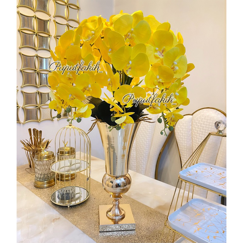 Jual Vas dan anggrek latex Flower Vase Gold / stainless Dekorasi Mewah ...