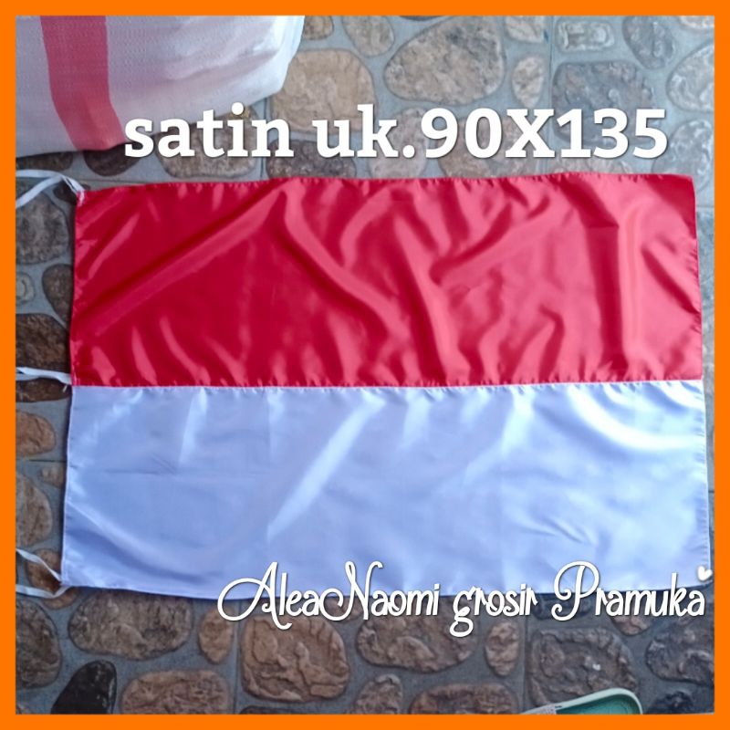 Jual Bendera merah putih 90x135 Satin peles bendera merah putih kain satin peles mengkilap ...