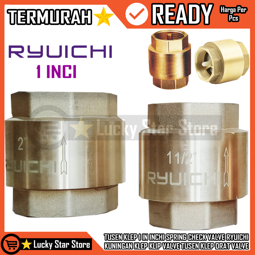 Jual Tusen Kelp Ryuichi Spring Check Valve d. 1’’ Inci Klep Brass ...