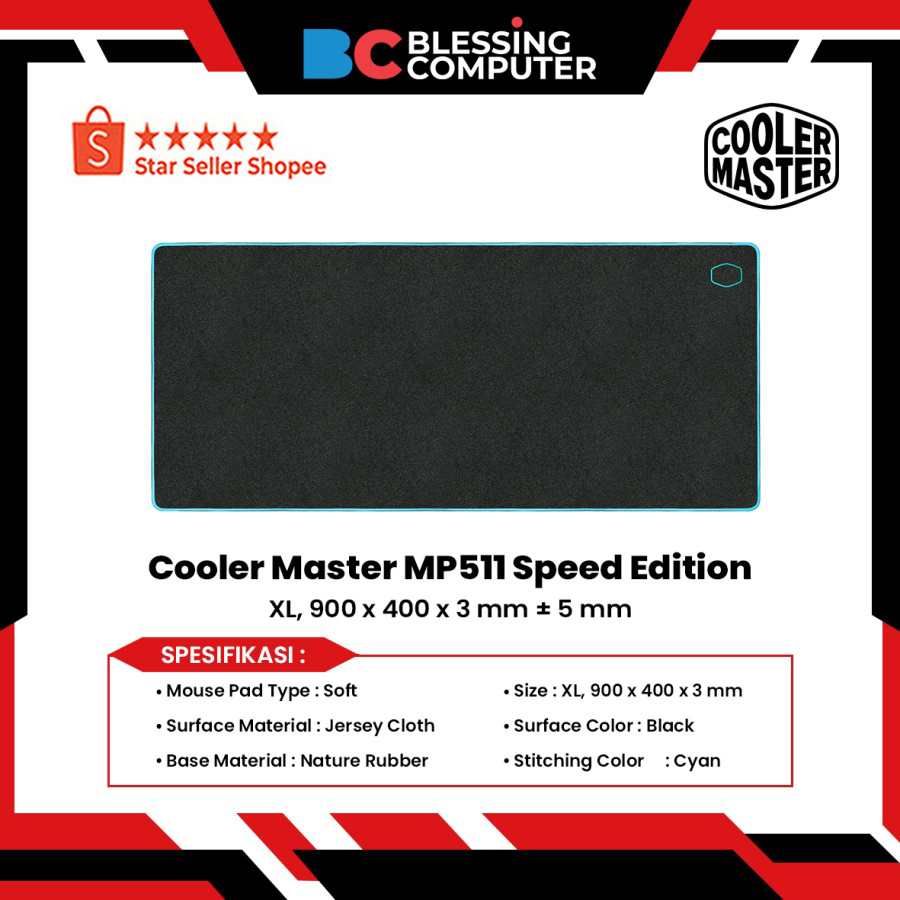 Jual Mousepad Gaming Cooler Master MP511 Speed Edition Cyan MP-511 ...