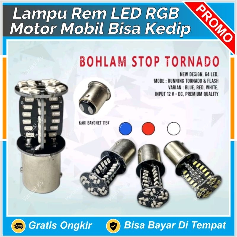Jual LAMPU REM MOBIL MOTOR LED KEDIP BERPUTAR TORNADO RUNNING RGB ...
