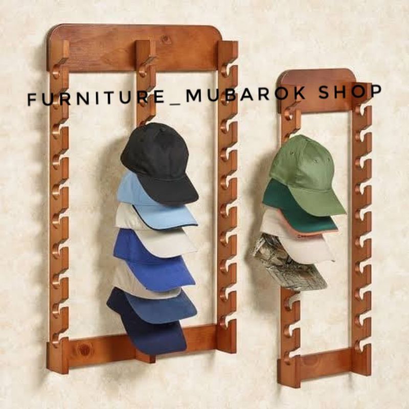 Jual RAK TOPI TEMPEL DINDING JUMBO/RAK TOPI KAYU/HANGAR TOPI/DISPLAY ...