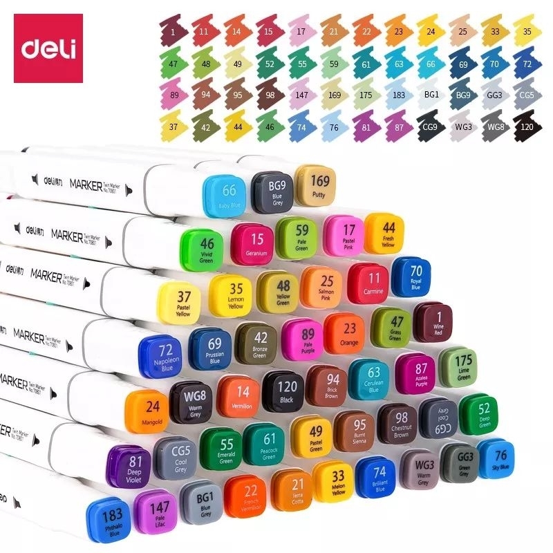 Jual spidol Deli Spidol Warna dengan Ujung Tip Ganda Desain Profesional ...