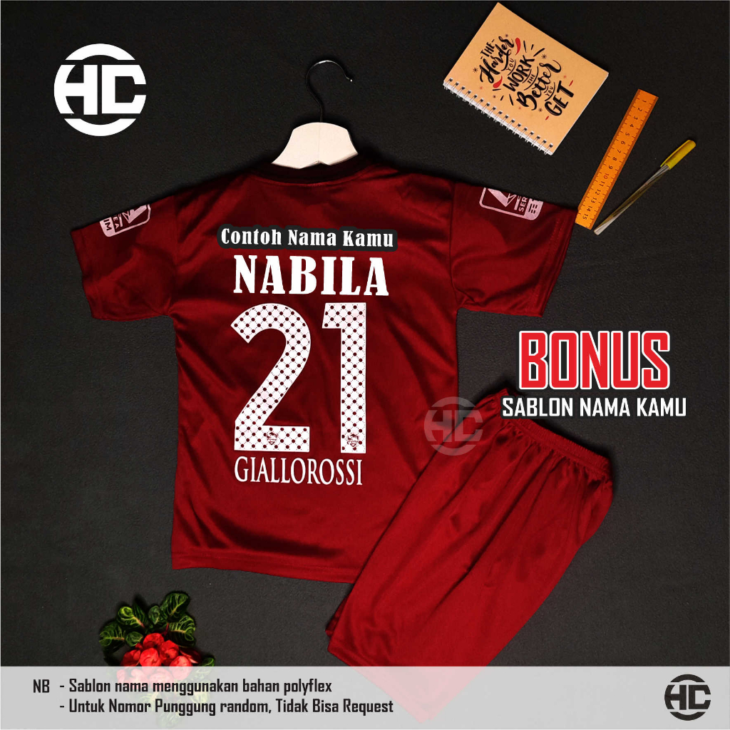 Jual Jersey Bola Roma Anak Anak Free Sablon Nama | Shopee Indonesia