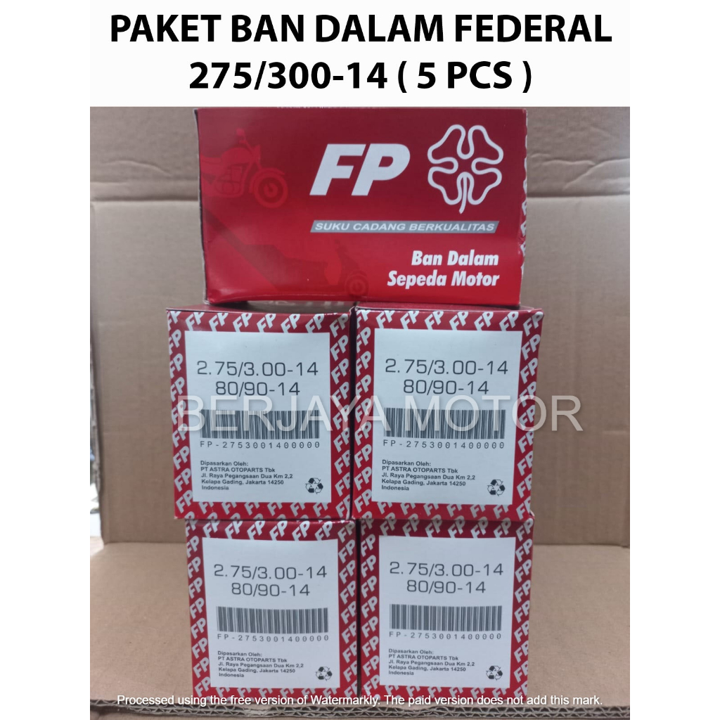 Jual PAKET ISI 5 PCS BAN DALAM FEDERAL RING 14 275/300-14 MOTOR MATIC ...