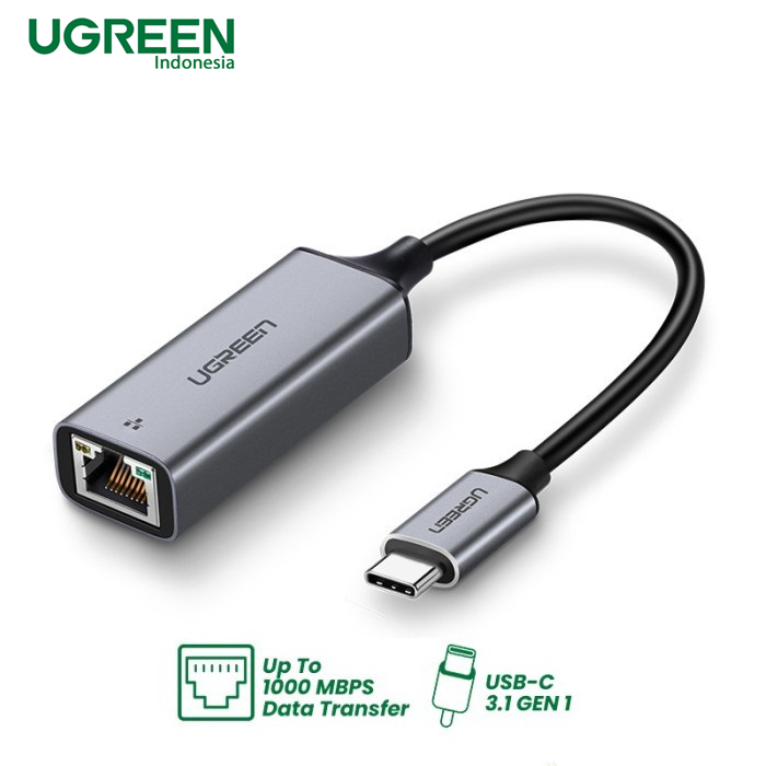 Jual UGREEN ORIGINAL Ethernet Adapter USB Type C to RJ45 LAN up to 1000 Mbps 50737 Adaptor Tipe ...