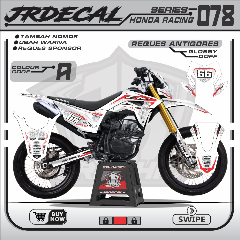 Jual (BISA COD) DECAL STICKER HONDA CRF 150L X CRF GANK FULLBODY PUTIH ...