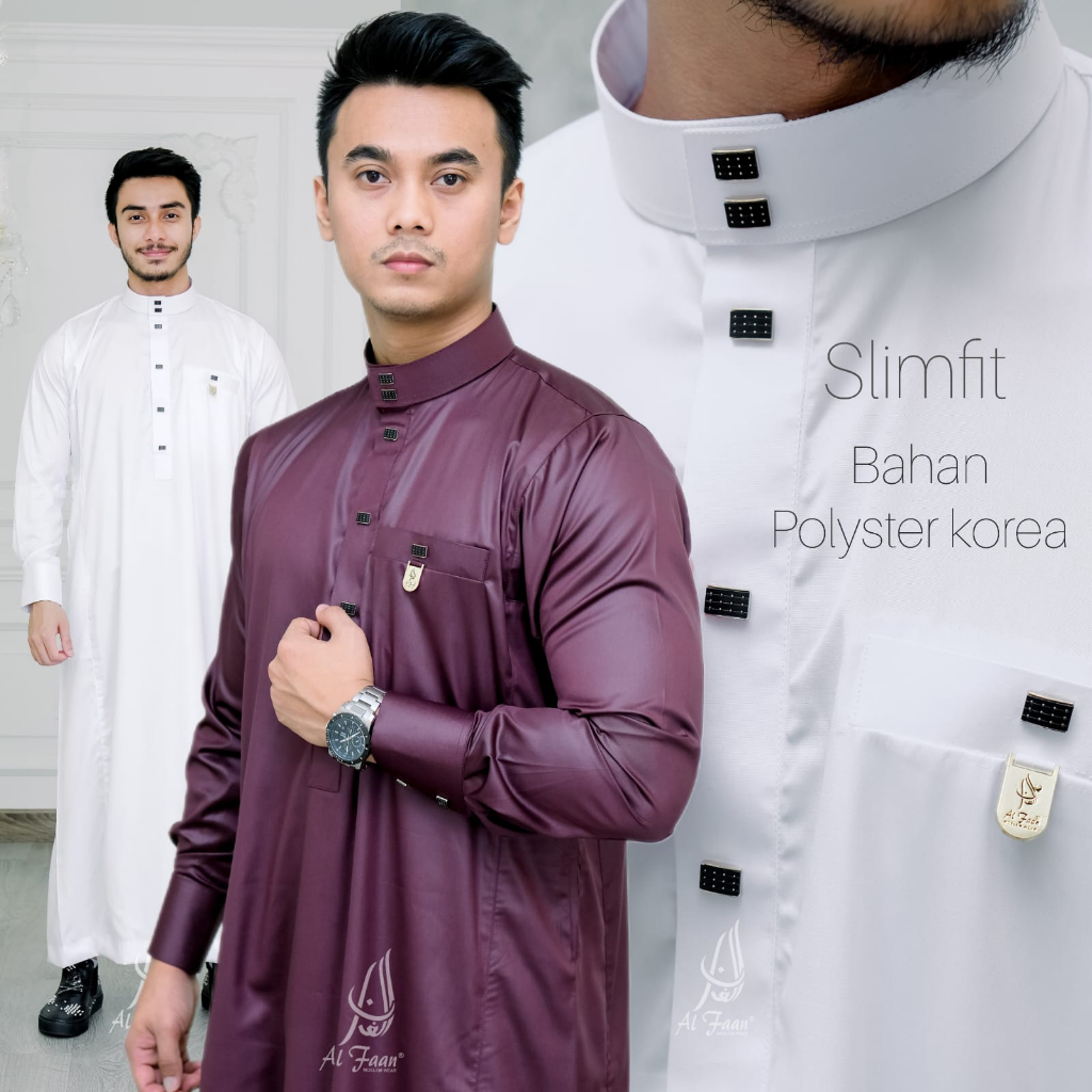 Jual Jubah Gamis Pria Jubah slimfit polyester korea jubah pria muslim ...