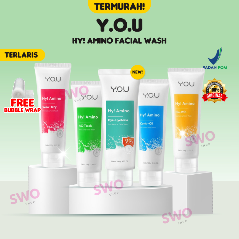 Jual YOU Facial Wash Hy Amino 100g Oil Control Brightening Acne Hijau Cleanser Sabun Cuci Muka ...