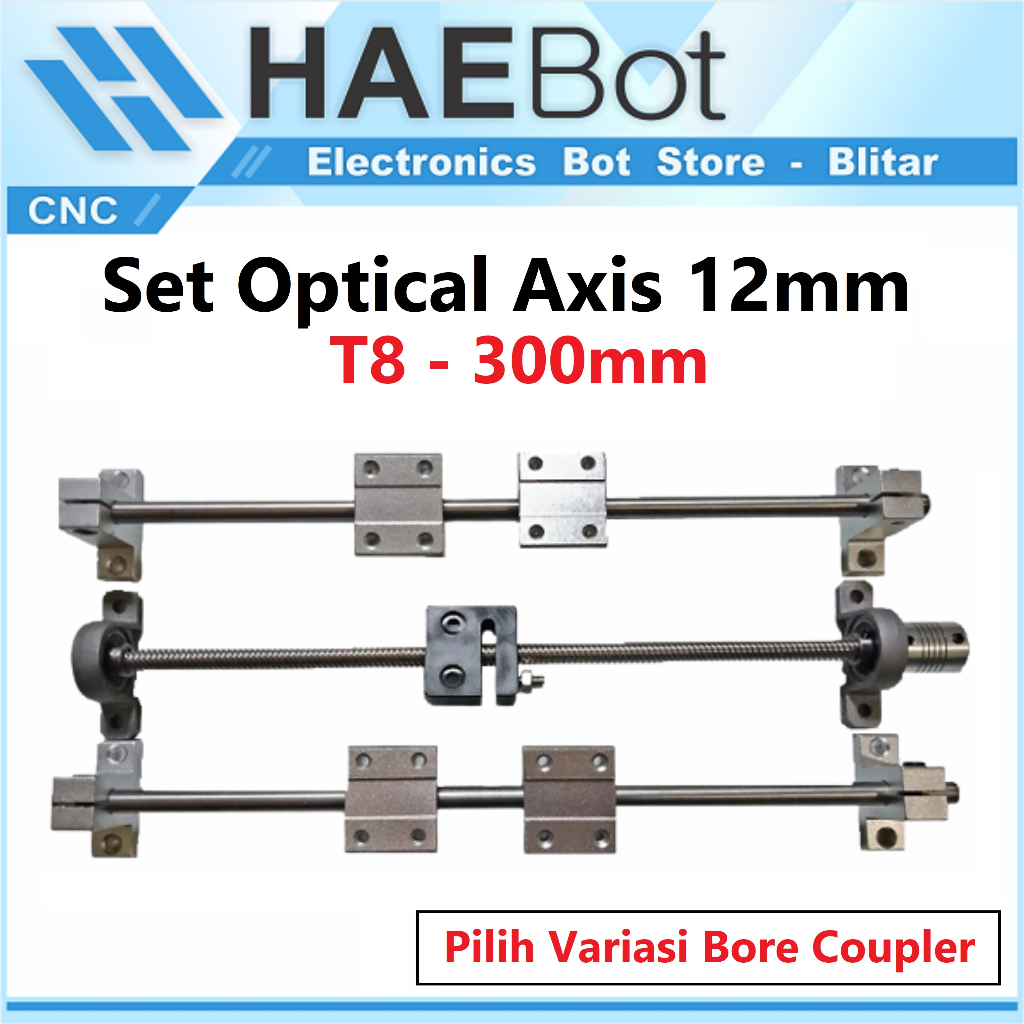 Jual [HAEBOT] Set Optical Axis 12mm T8 300mm Leadscrew Openbuilds Z ...