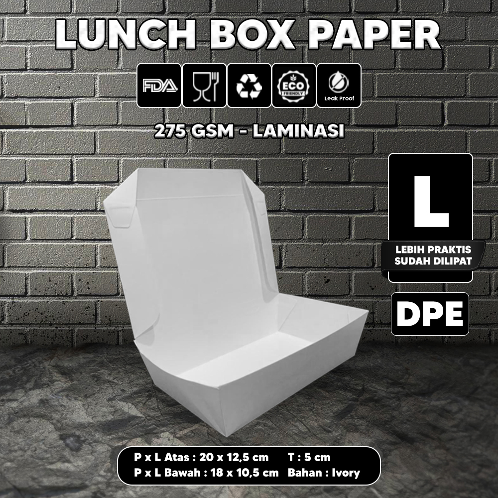 Jual Lunch Box Paper L - Lunch Box Kertas Ukuran L - Food Grade Paper ...