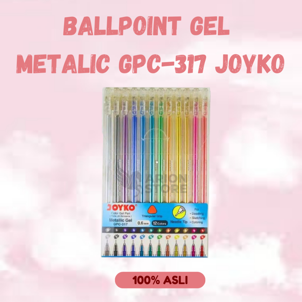 Jual [ARION STORE] Ballpoint Gel 0.6mm 12 Warna GPC-317 Joyko ...
