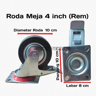 Jual Roda Meja/Roda Troli/Roda Karet/Roda Gerobak 4 inch (mati, hidup ...