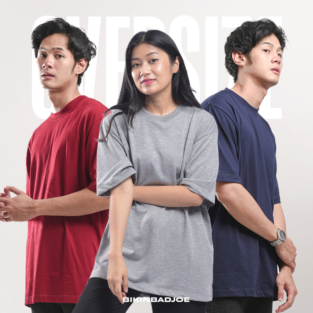 Jual BIKINBADJOE - Kaos Oversize Polos - Nav Maroon Abu - Premium ...