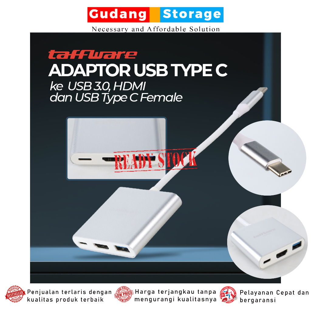 Jual [PROMO] Taffware USB Type C 3.1 to USB 3.0 HDMI USB Type C ...