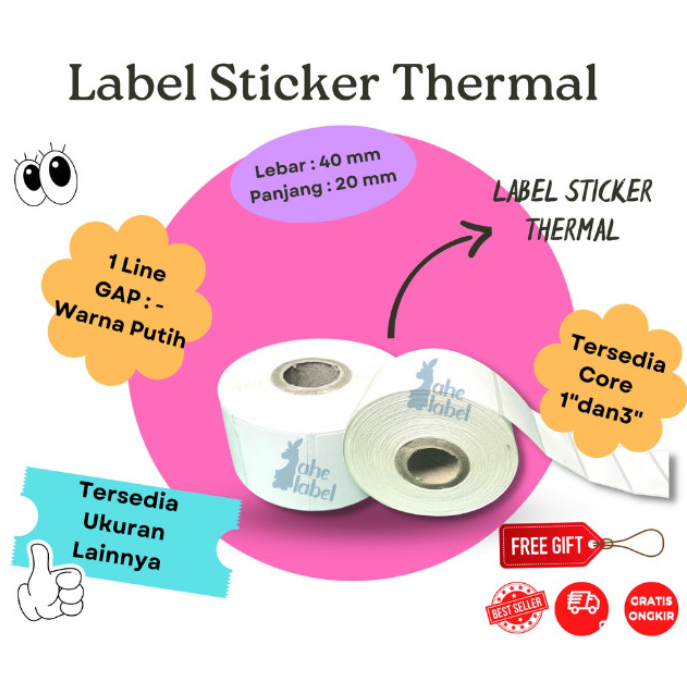 Jual LABEL STIKER BARCODE THERMAL 80X30 MM LABEL Thermal 8X3 CM ...
