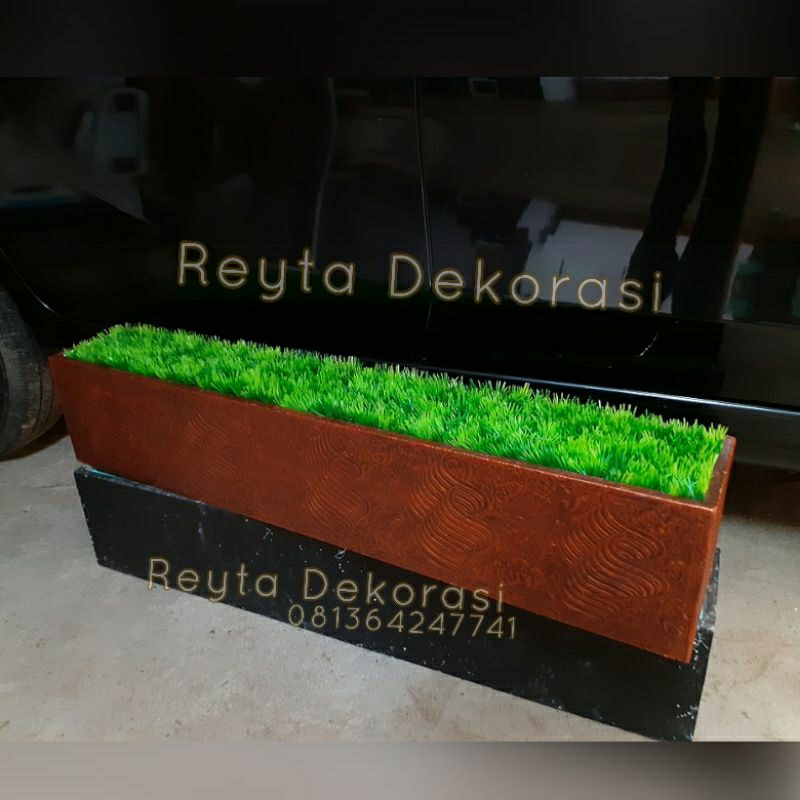 Jual vas lengkap dengan busa dan rumput _ pot partisi pot panjang pot ...
