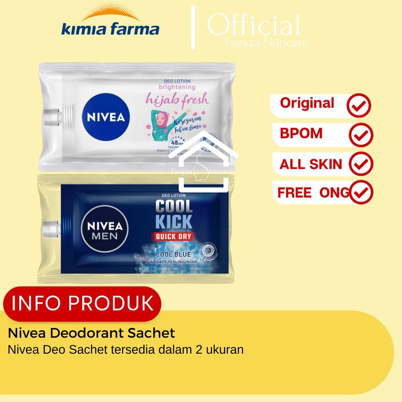 Jual NIVEA DEODORANT SACHET HIJAB FRESH | COOL KICK | EXTRA BRIGHTENING ...