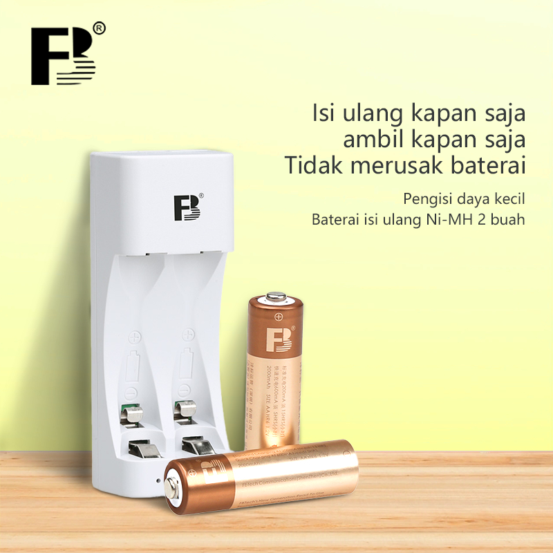 Jual FB Charger Baterai AA Rechargeable 2000mAh 2 Pcs 1.2V NiMH Battery ...