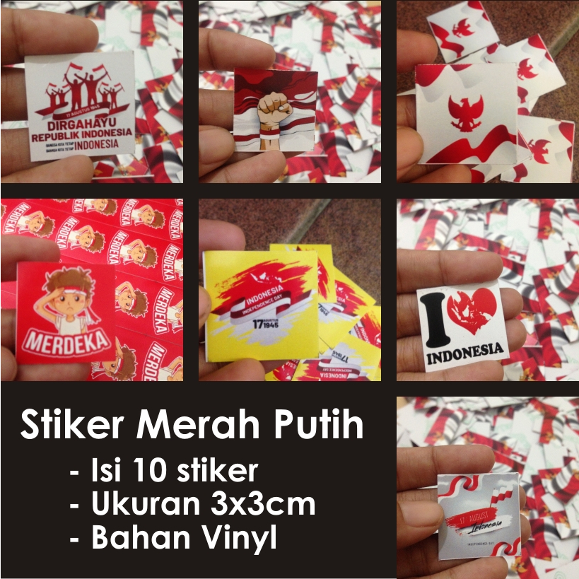 Jual ISI 10 Stiker bendera 3x3cm | Stiker Merah Putih | stiker ...