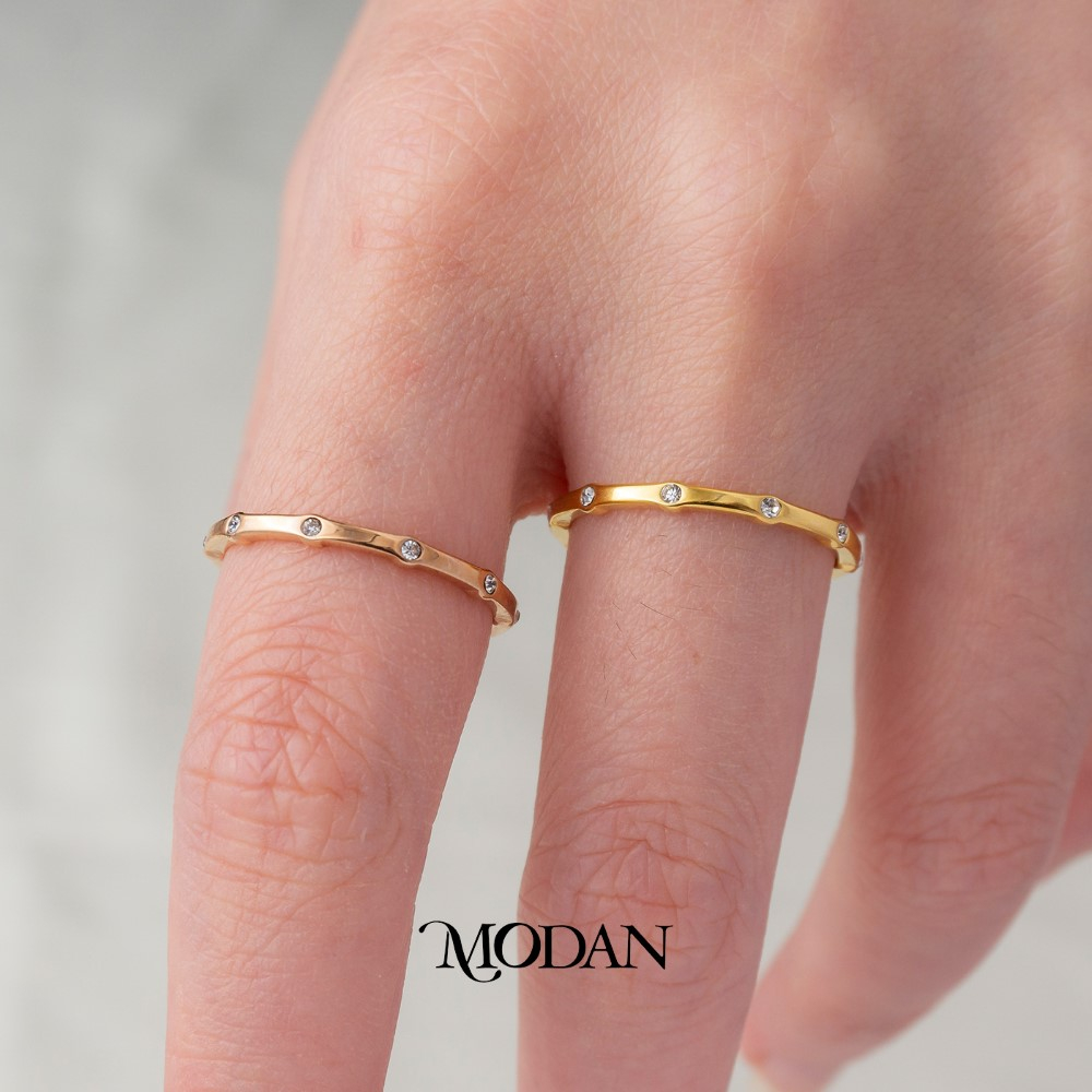 Jual Modan - Simple Dotted/Plain Line Band Stacking Ring Cincin Polos ...
