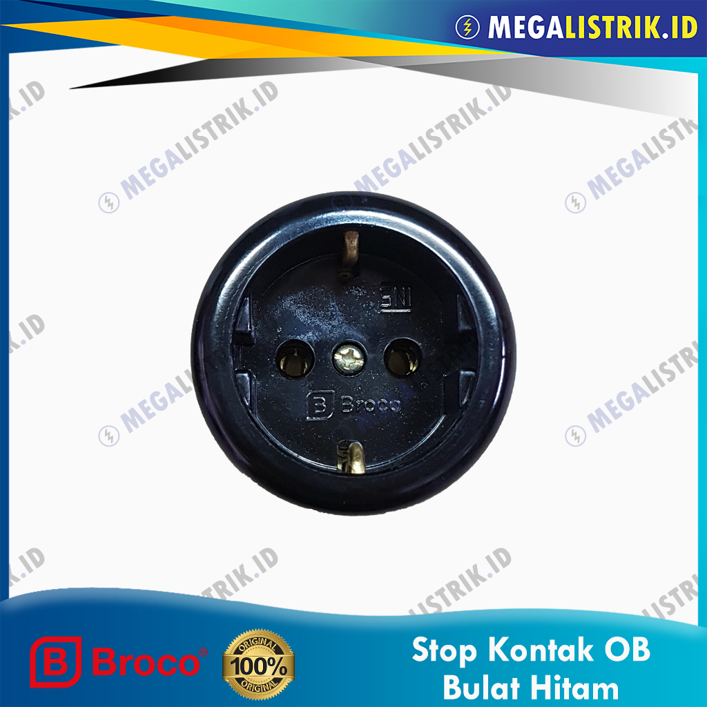 Jual BROCO STOP KONTAK ARDE OUTBOW BULAT HITAM 6130 / SOCKET OUTLET OB ...
