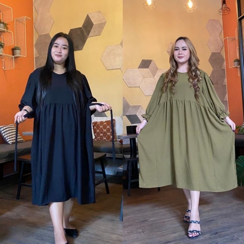 Jual DRESS TANIA JUMBO LD 140/DRESS JUMBO POLOS/DRESS OVERSIZE | Shopee Indonesia