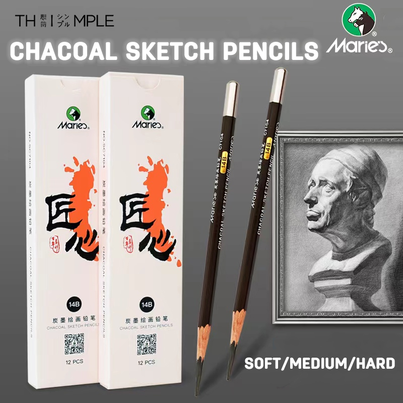 Jual Maries CHACOAL SKETCH PENCILS /Charcoal Pencil Sketch Pensil ...