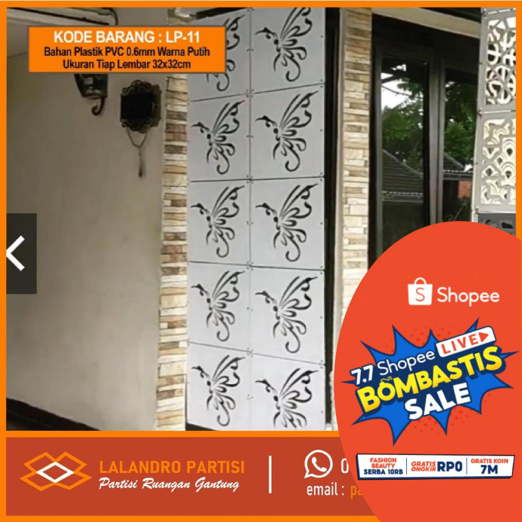 Jual PARTISI RUANGAN PENYEKAT LP-11 PVC MOTIF KUPU-KUPU UKURAN TIAP ...