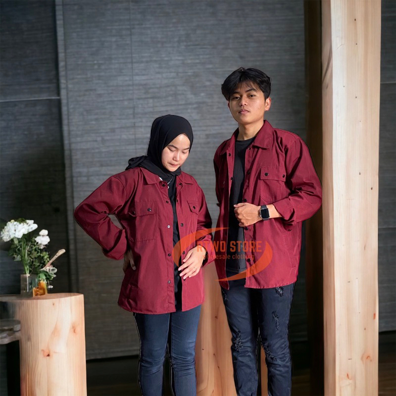 Jual Baju Couple Pasangan - Trucker jacket Semi Parka COUPLE - Kemeja ...