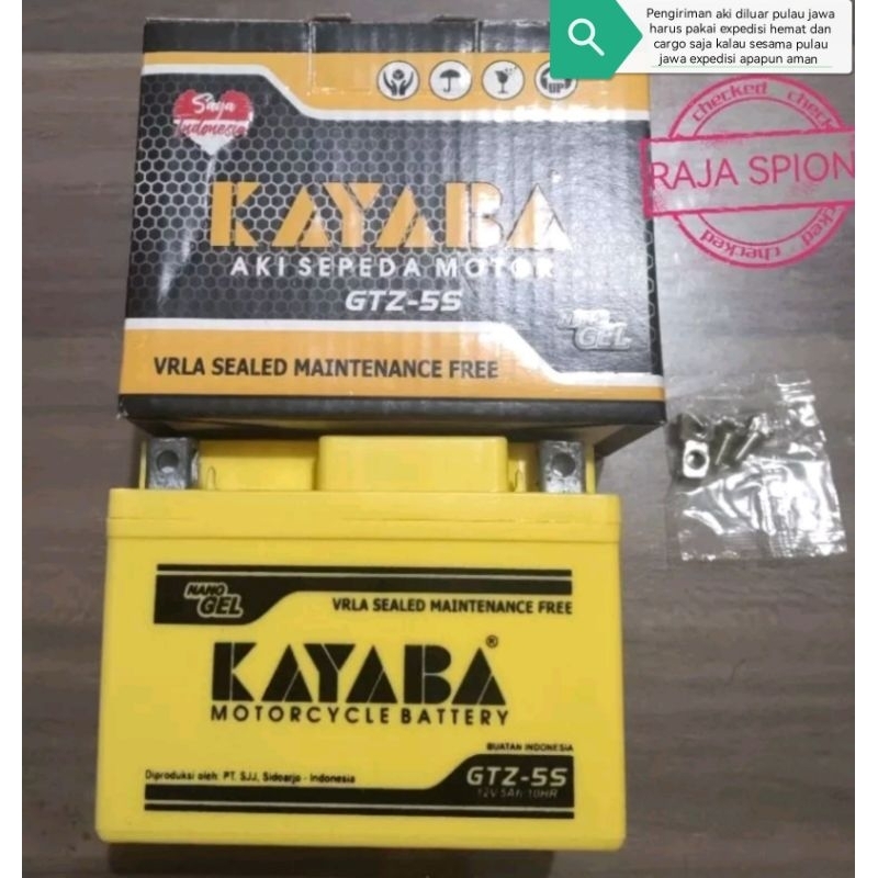 Jual Aki full kering kayaba gtz5s/aki kering nano gel kayaba gtz5s | Shopee Indonesia