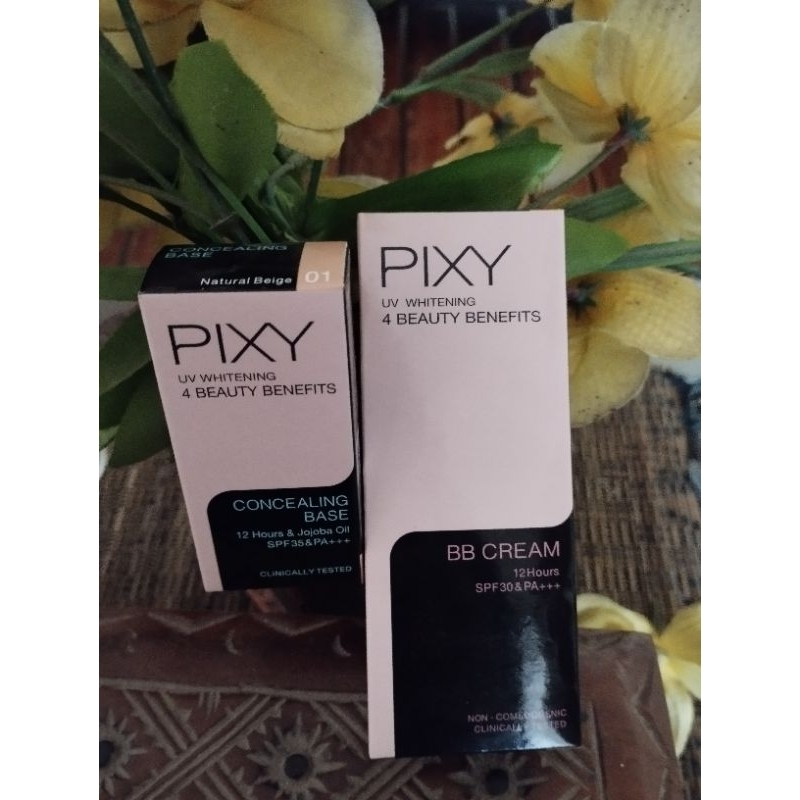 Jual pixy uv whitening concealing base 9 g, bb cream 30ml | Shopee ...
