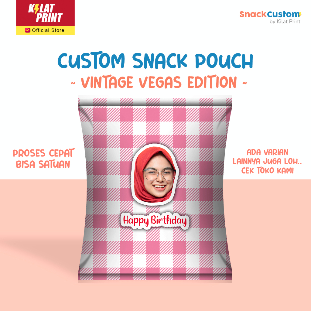 Jual Snack Custom Foto Teks Bungkus Pouch Jumbo Vintage Vegas Edition ...