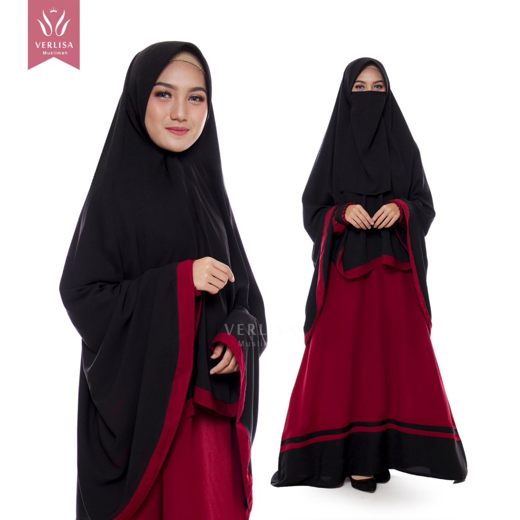 Jual GAMIS SYARI LIST BLACK & MAROON | VerlisaMuslimah | Shopee Indonesia