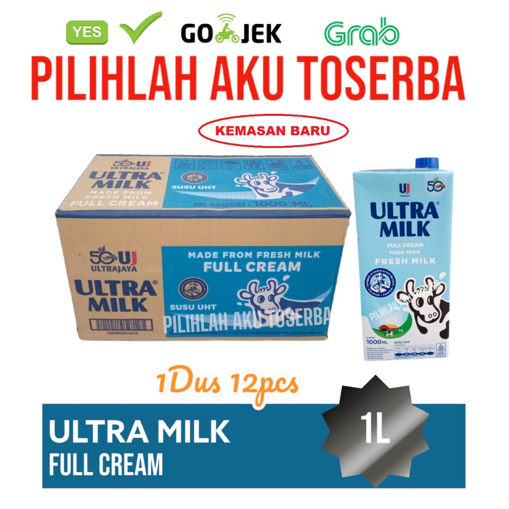 Jual SUSU ULTRA FULL CREAM 1 LITER / 1000 ML - (1 DUS ISI 12) | Shopee ...