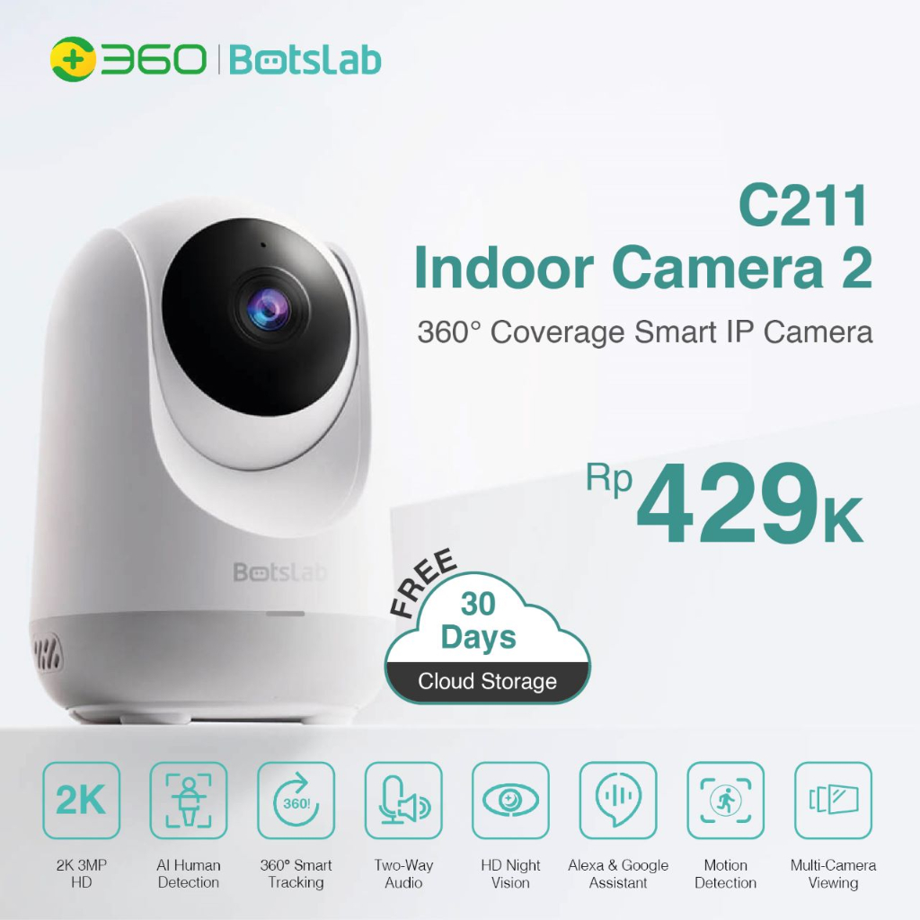 Jual KAMERA CCTV BOTSLAB C211 IP CAMERA WIFI 3MP 2K HD DOME 360 DEGREE ...