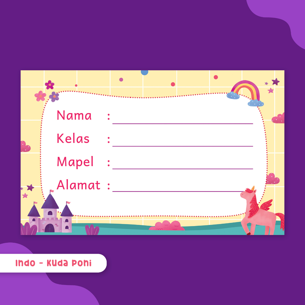 Jual Stiker Label Nametag Nama Kelas Buku Tulis dan Pelajaran Anak Sekolah TK SD SMP SMA ...