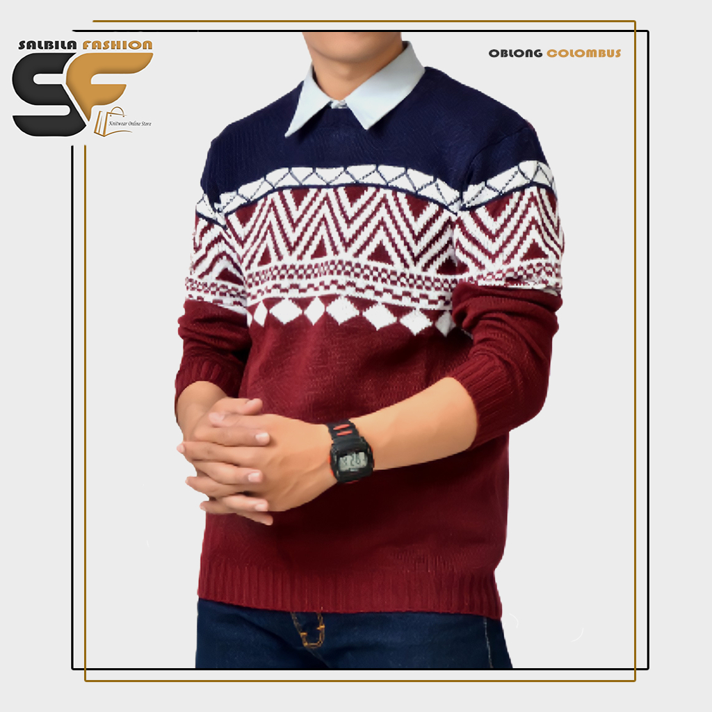Jual SALFA Sweater Rajut Pria Colombus Sweter Rajut Pria Bahan Tebal ...