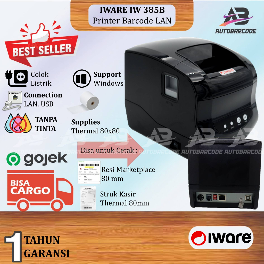 Jual Printer Barcode Label Thermal Iware IW-385 Ukuran A6 Kasir Struk ...